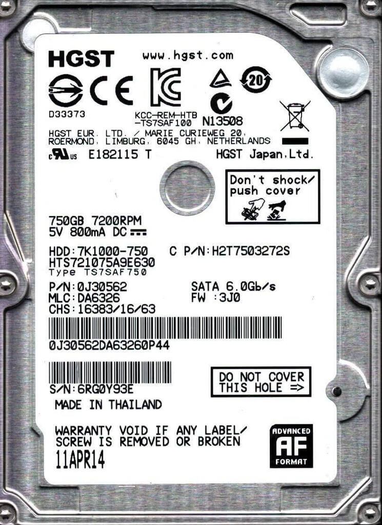 Buy HGST 7K1000-750 750GB 2.5" Internal SATA HDD Hard Disk Drive | ACT