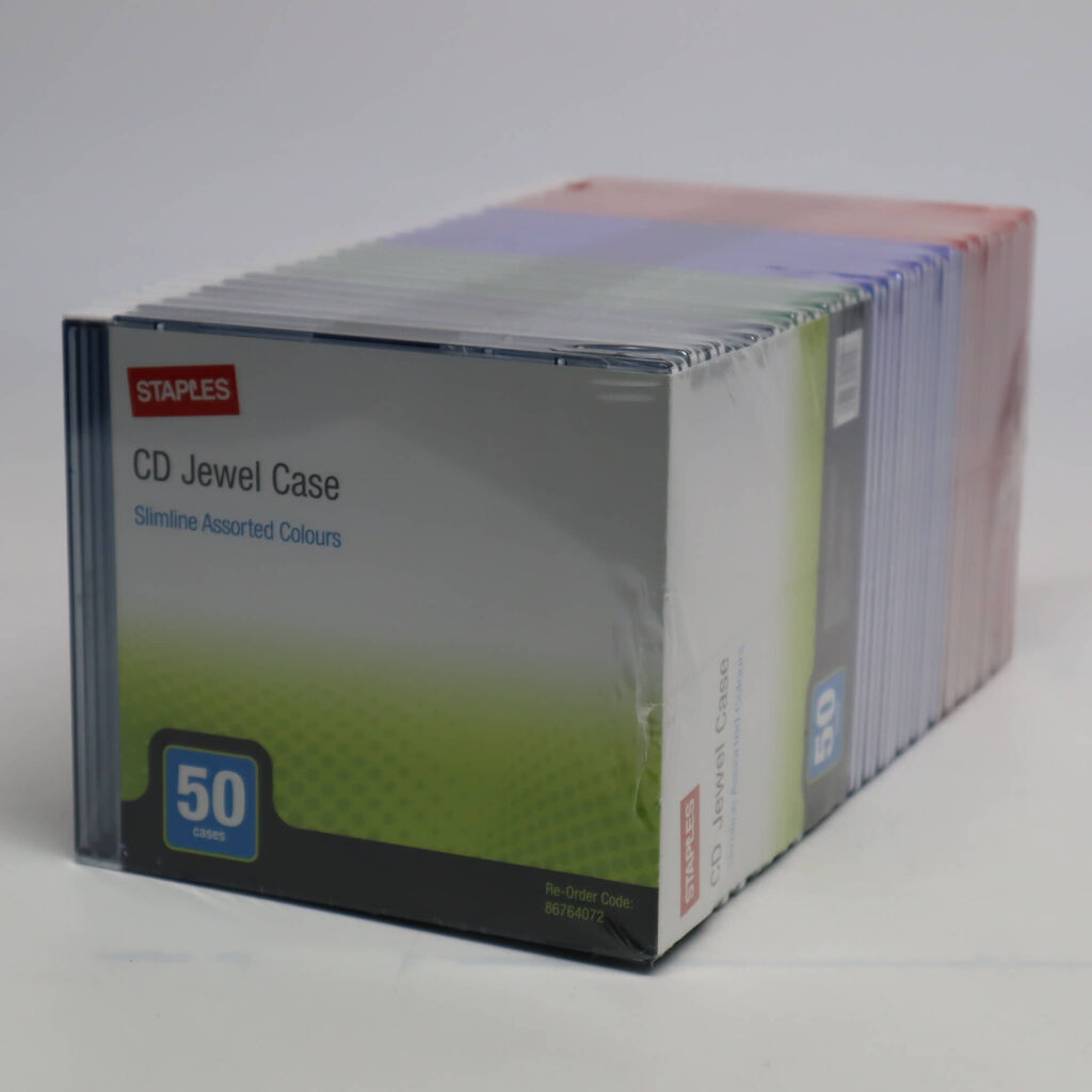 Buy Staples CD Jewel Case Slimline Assorted Colours 50 Pack | ACT